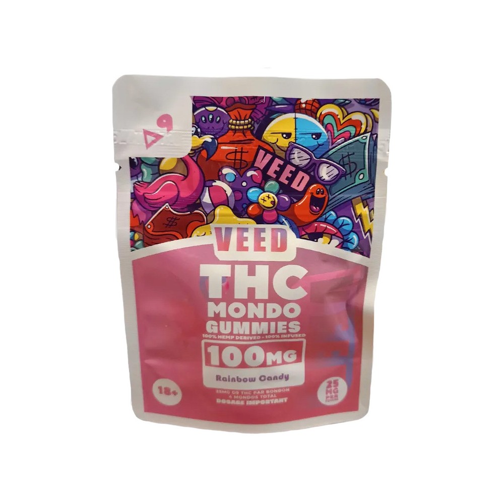 Gummies THC Mondo Rainbow Candy 100mg delta 9 THC x4 - VEED